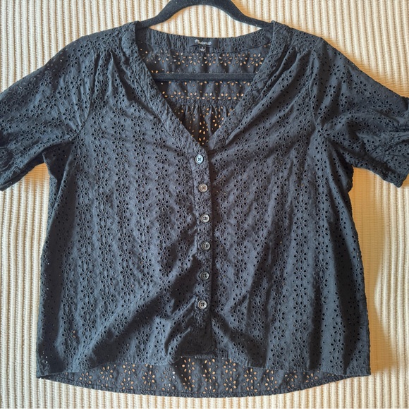 Madewell | Tops | Madewell Black Eyelet Buttonup Top | Poshmark